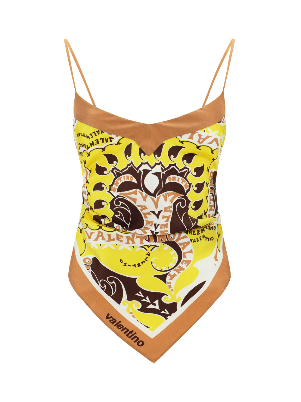 Valentino Pap Pattern Top In Texture Yellow/dark Fudge/avorio | ModeSens